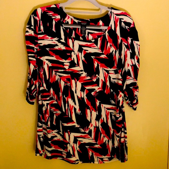 Alfani | Tops | Alfani Petite Xl Black White And Fuscia Blouse | Poshmark